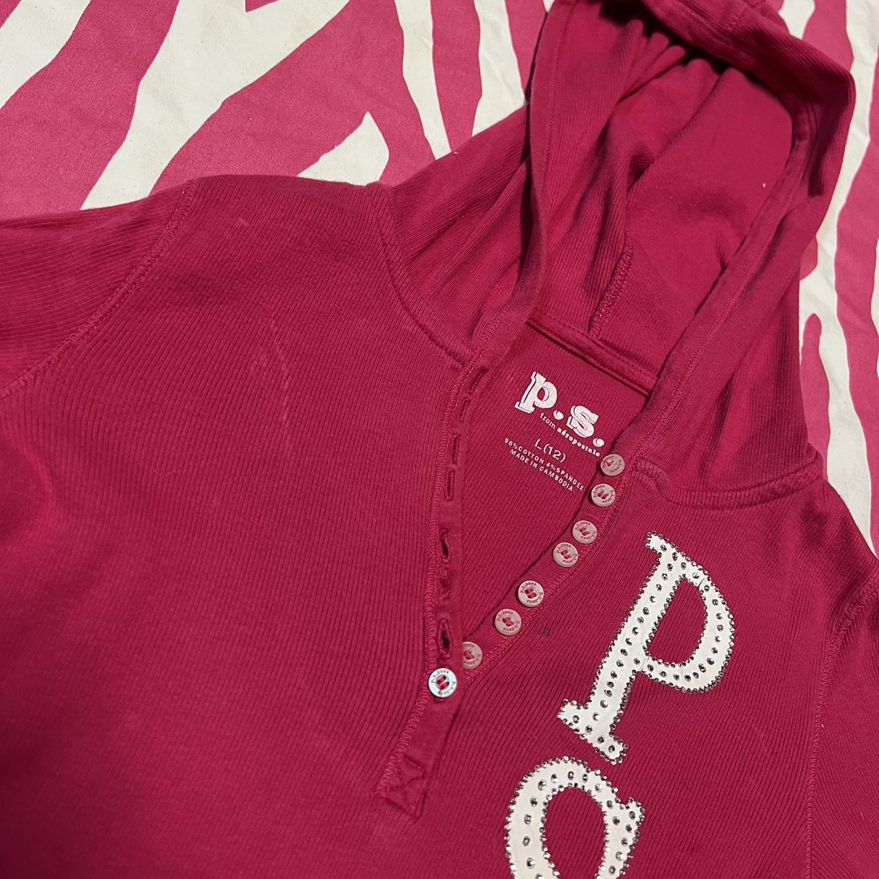 y2k aeropostale p.s hooded tee shirt with... - Depop