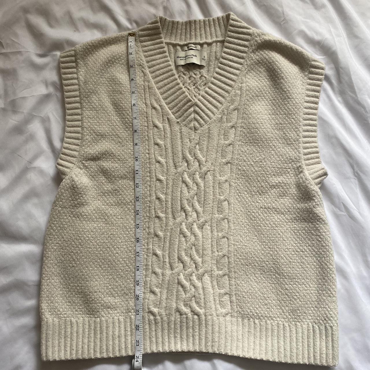 Cream colored cable knit sweater vest from... - Depop