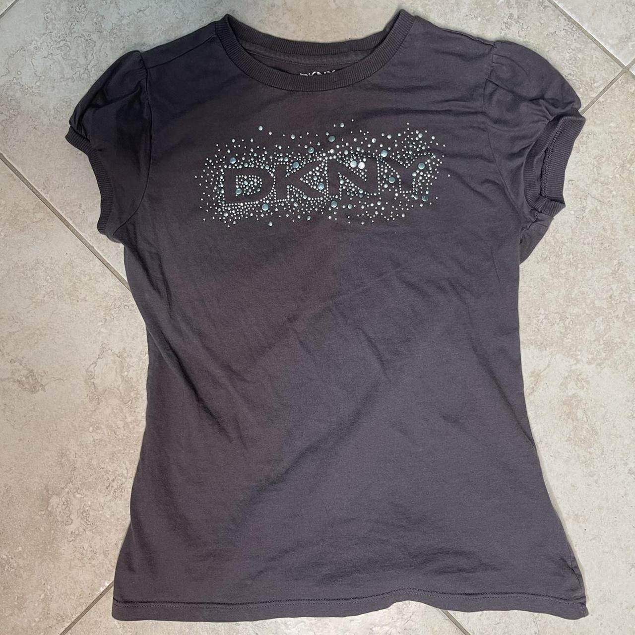 Vintage DKNY baby tee w/ iridescent sequins🦄 -... - Depop