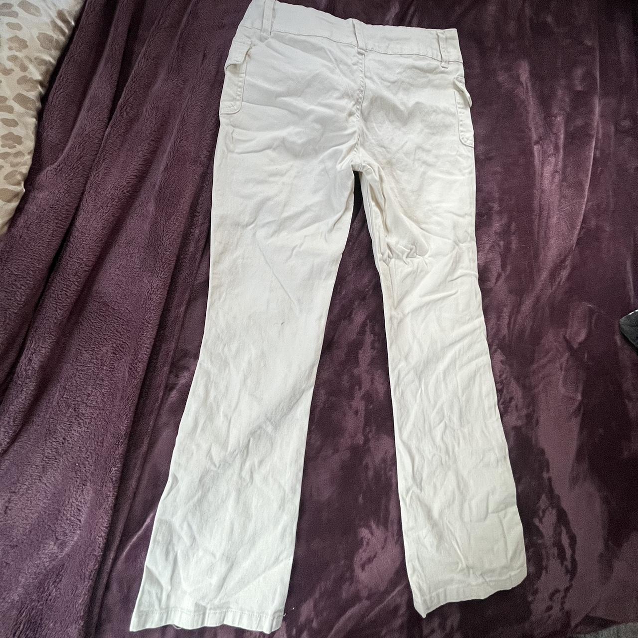 low wasted, cream, bootcut slacks - Depop