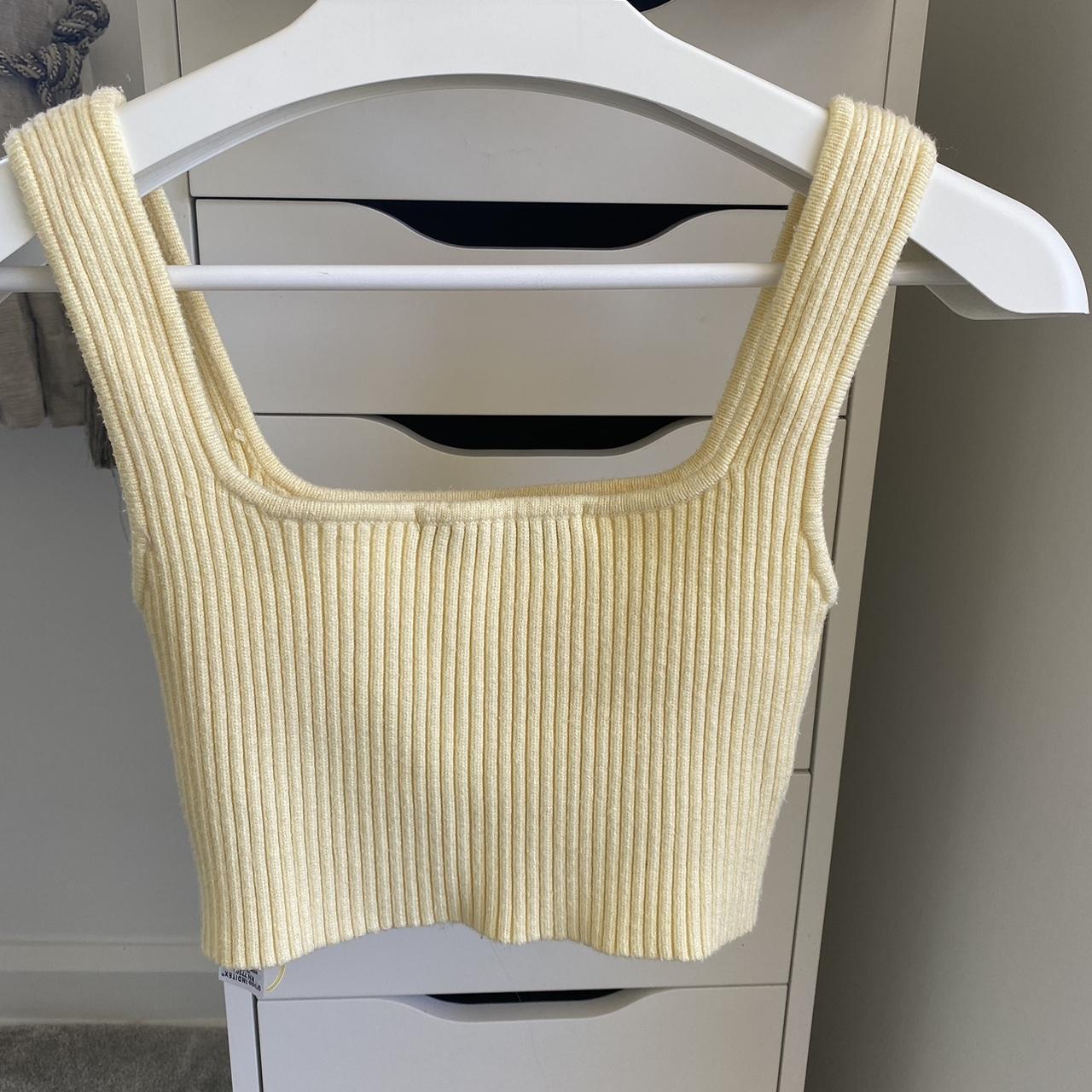 Zara soft yellow knit tank Size M but fits... - Depop