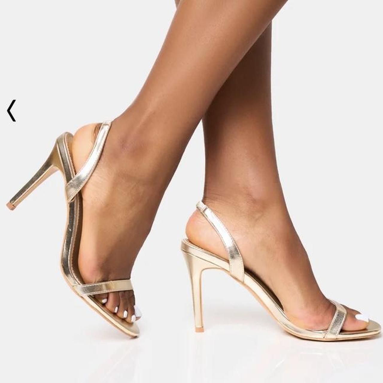 Public Desire Gold Heels Brand new in box - Depop