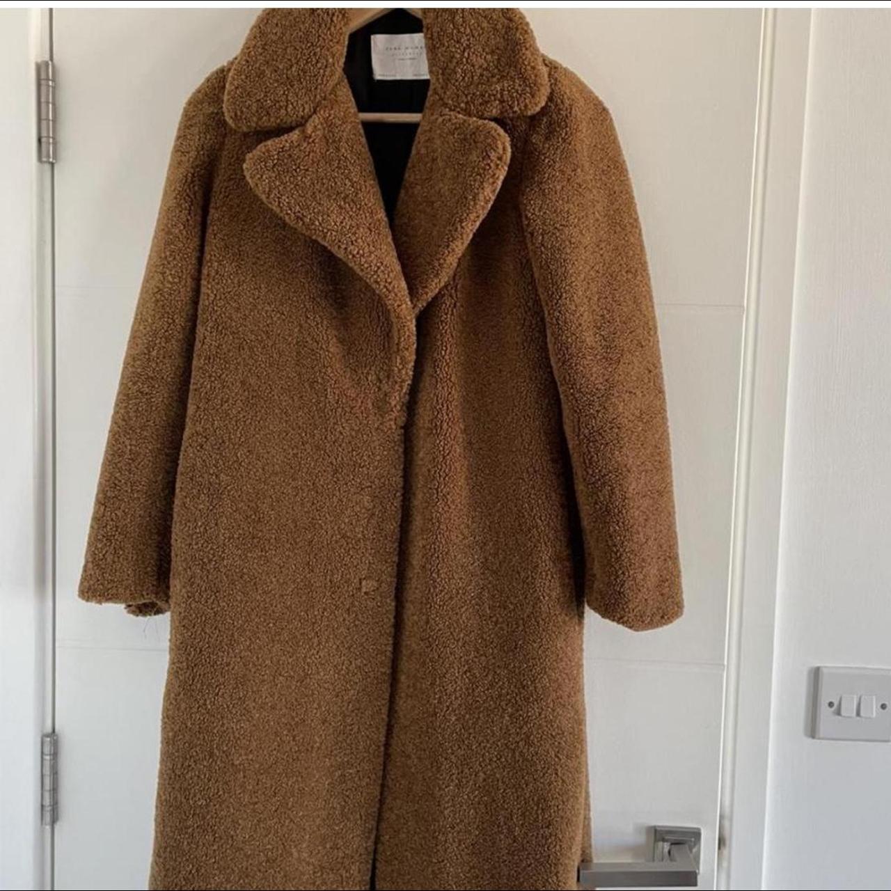 Zara brown faux fur long coat Teddy bear coat Fits... - Depop