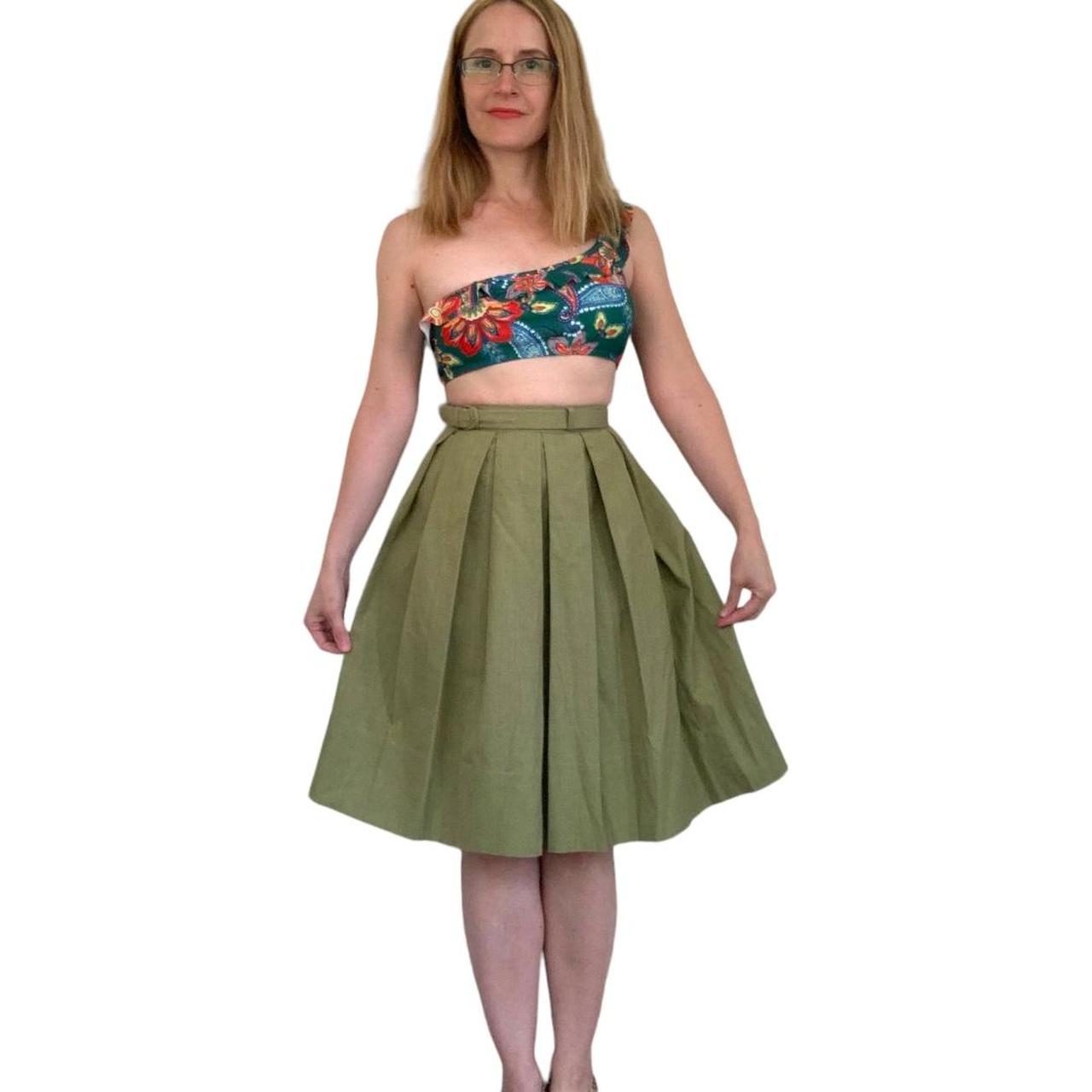 50s vintage olive green skirt with 21” waist 22.5"... - Depop