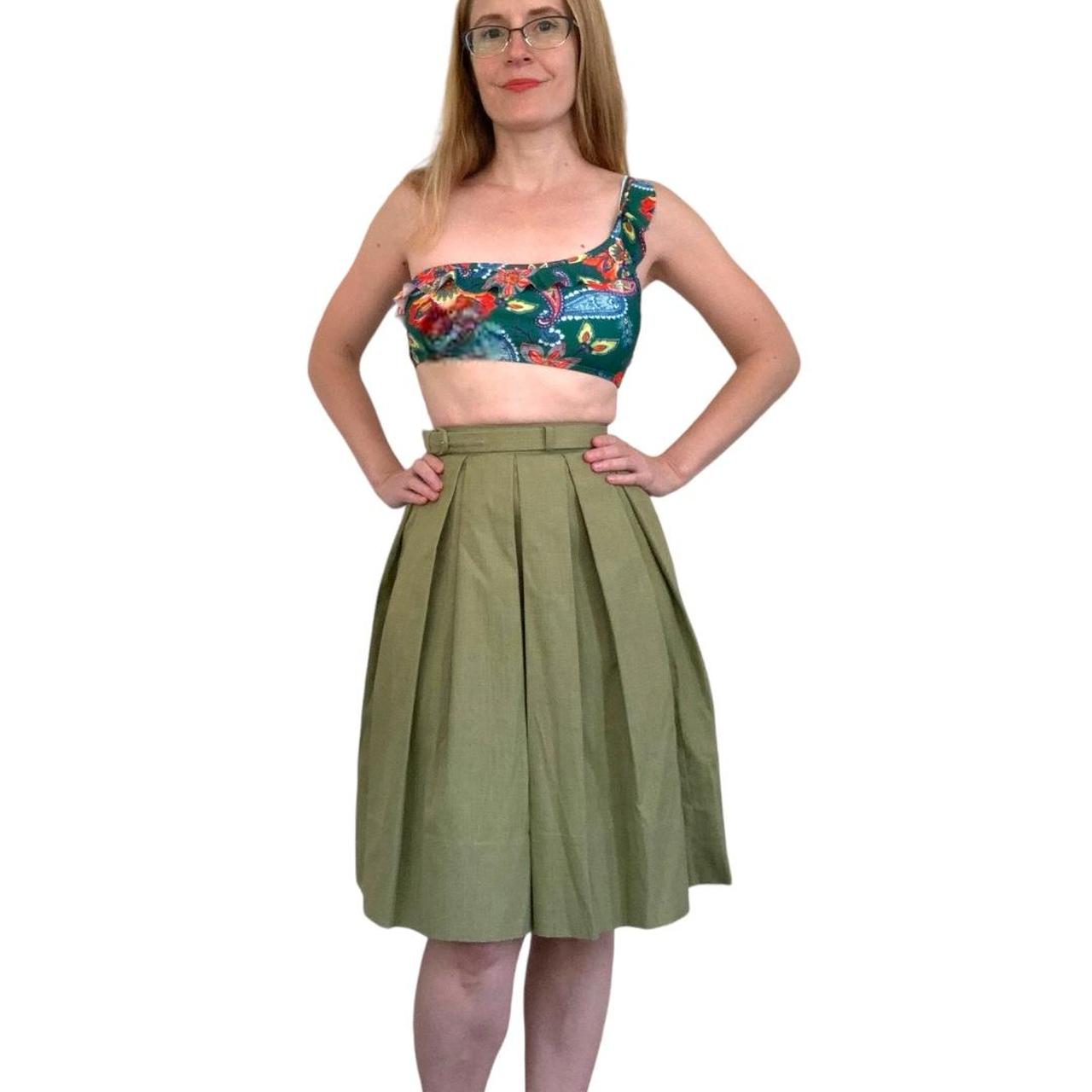 50s vintage olive green skirt with 21” waist 22.5"... - Depop