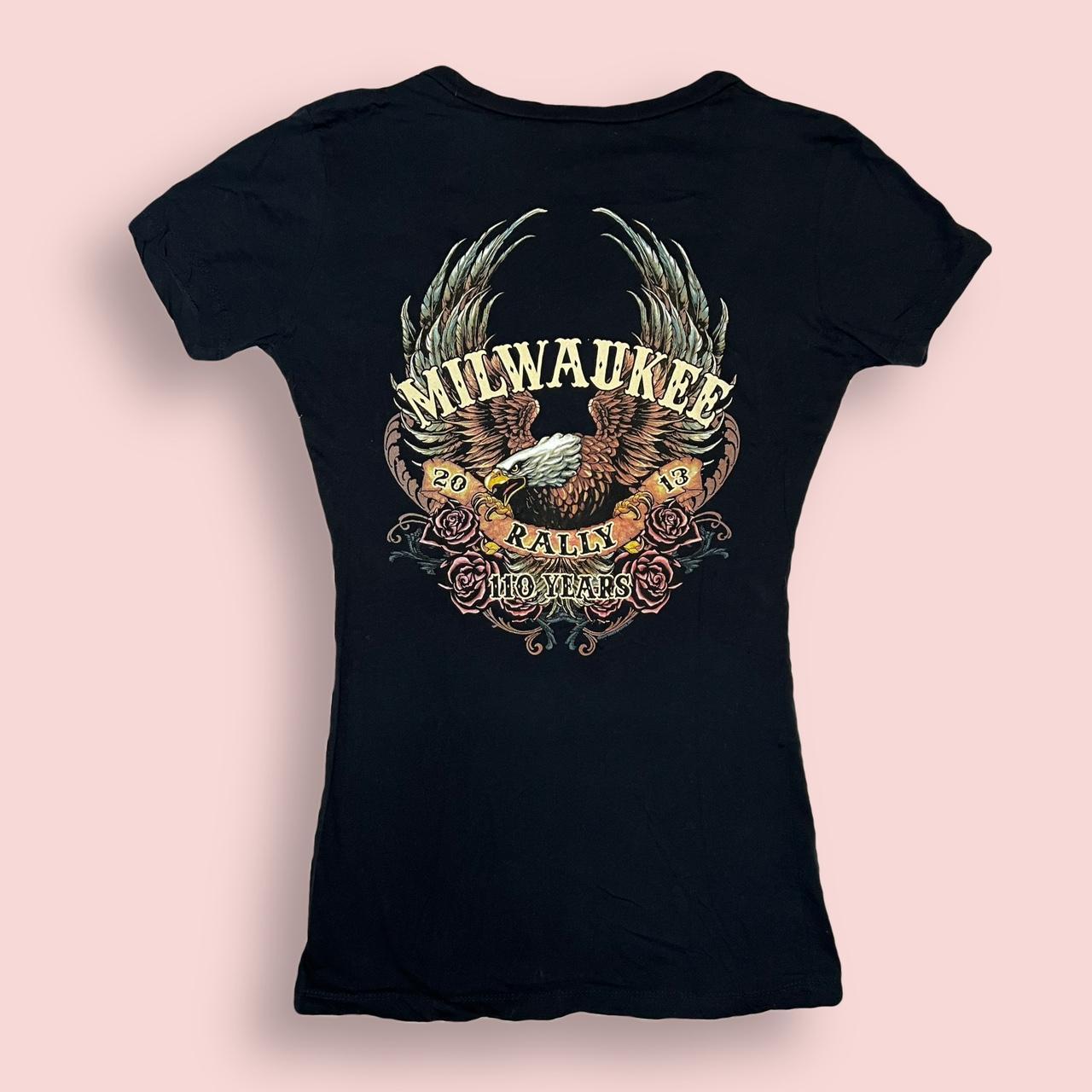 🦅🏍 2013 low v-neck Milwaukee Rally graphic biker tee... - Depop