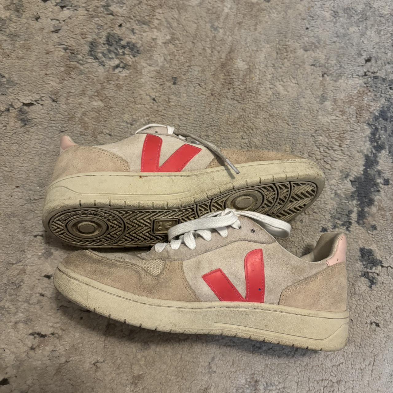 Pink and beige Vejas. - Depop