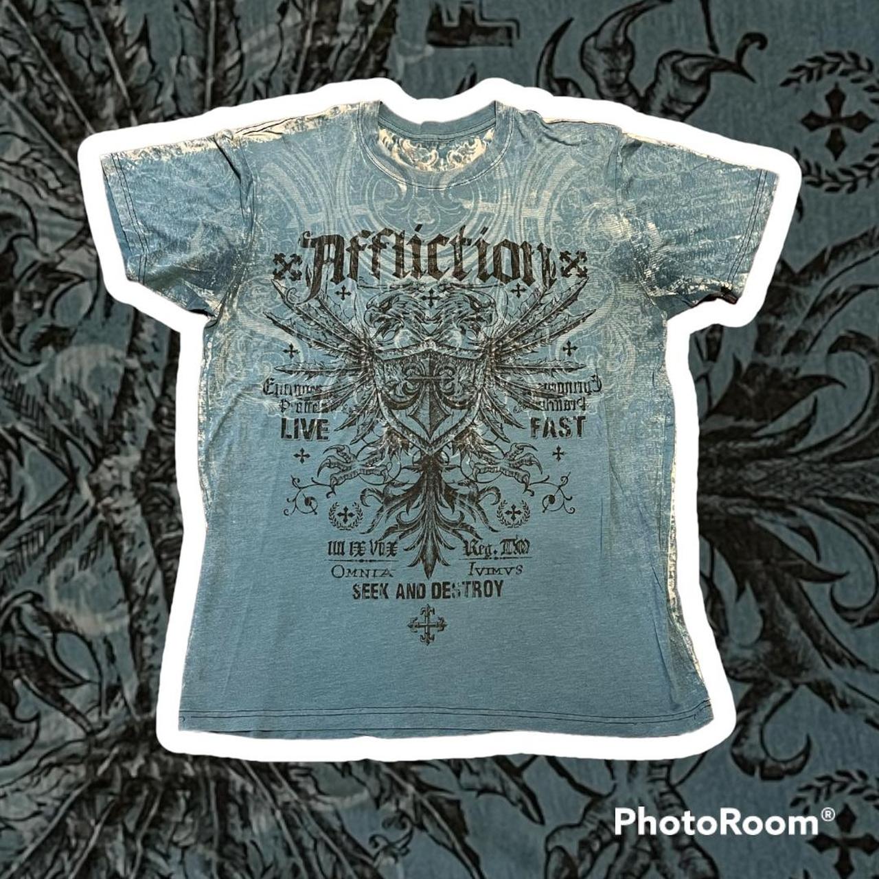 **y2k** AFFLICTION t shirt cyber goth y2k vintage... - Depop