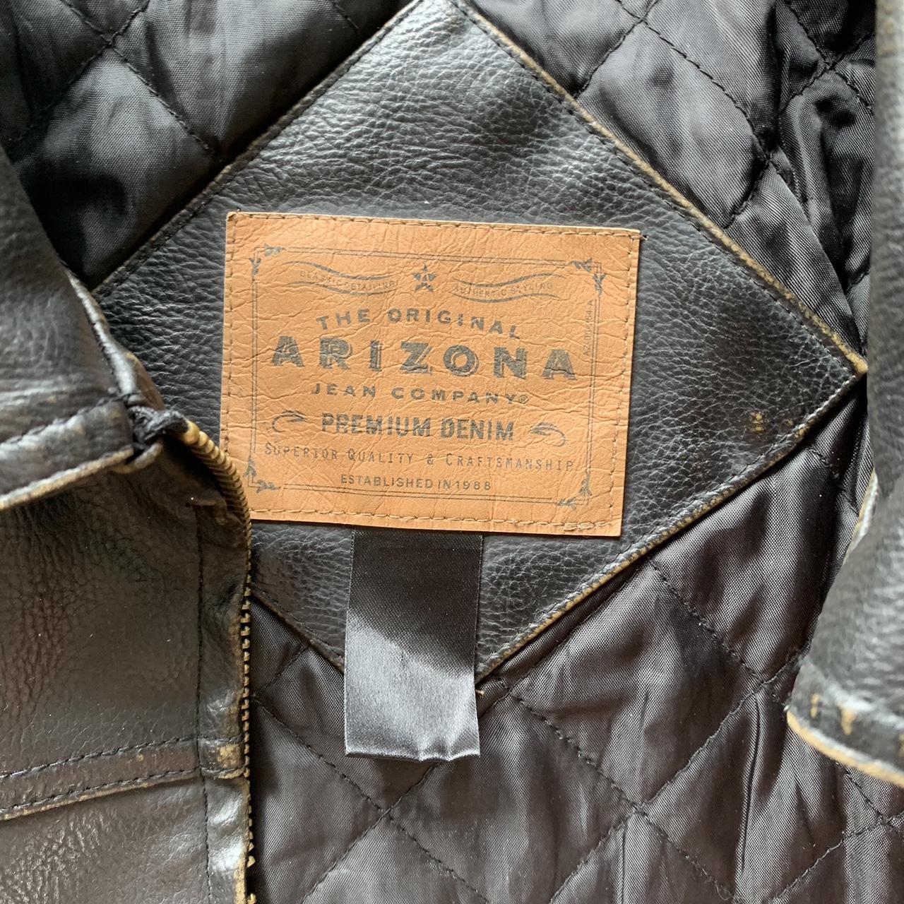 Vintage 90s Faded Black Arizona Leather Jacket •... - Depop