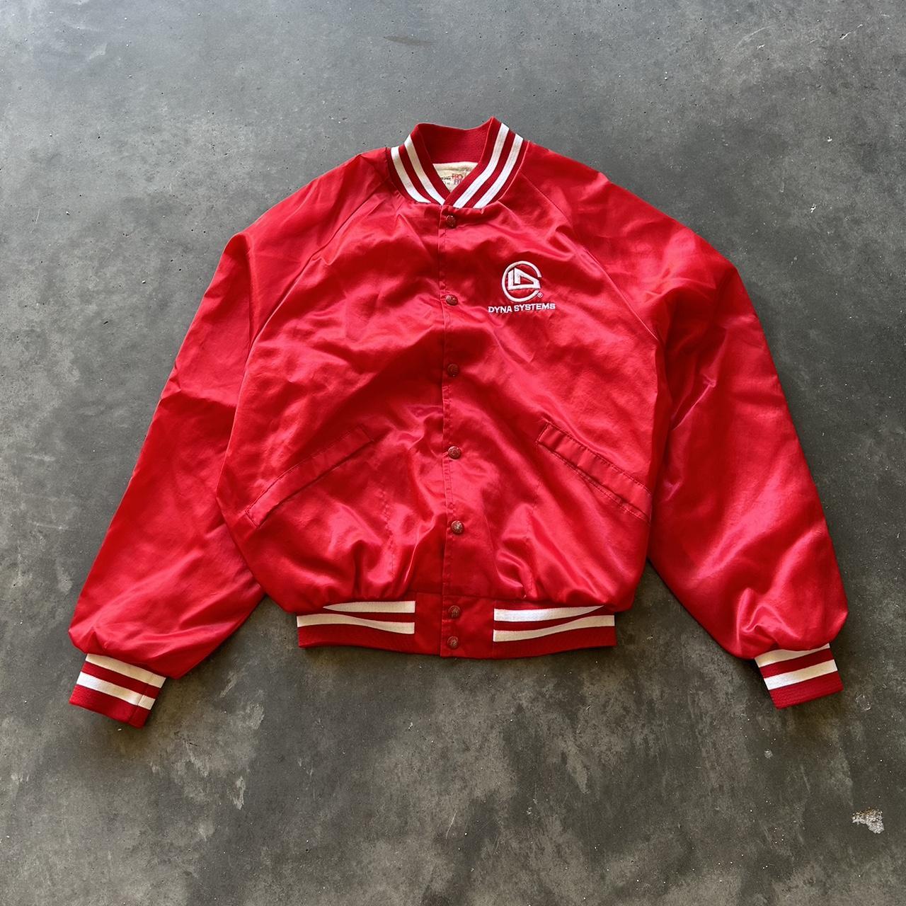 1970s Red Satin Embodied Jacket • nice button down... - Depop