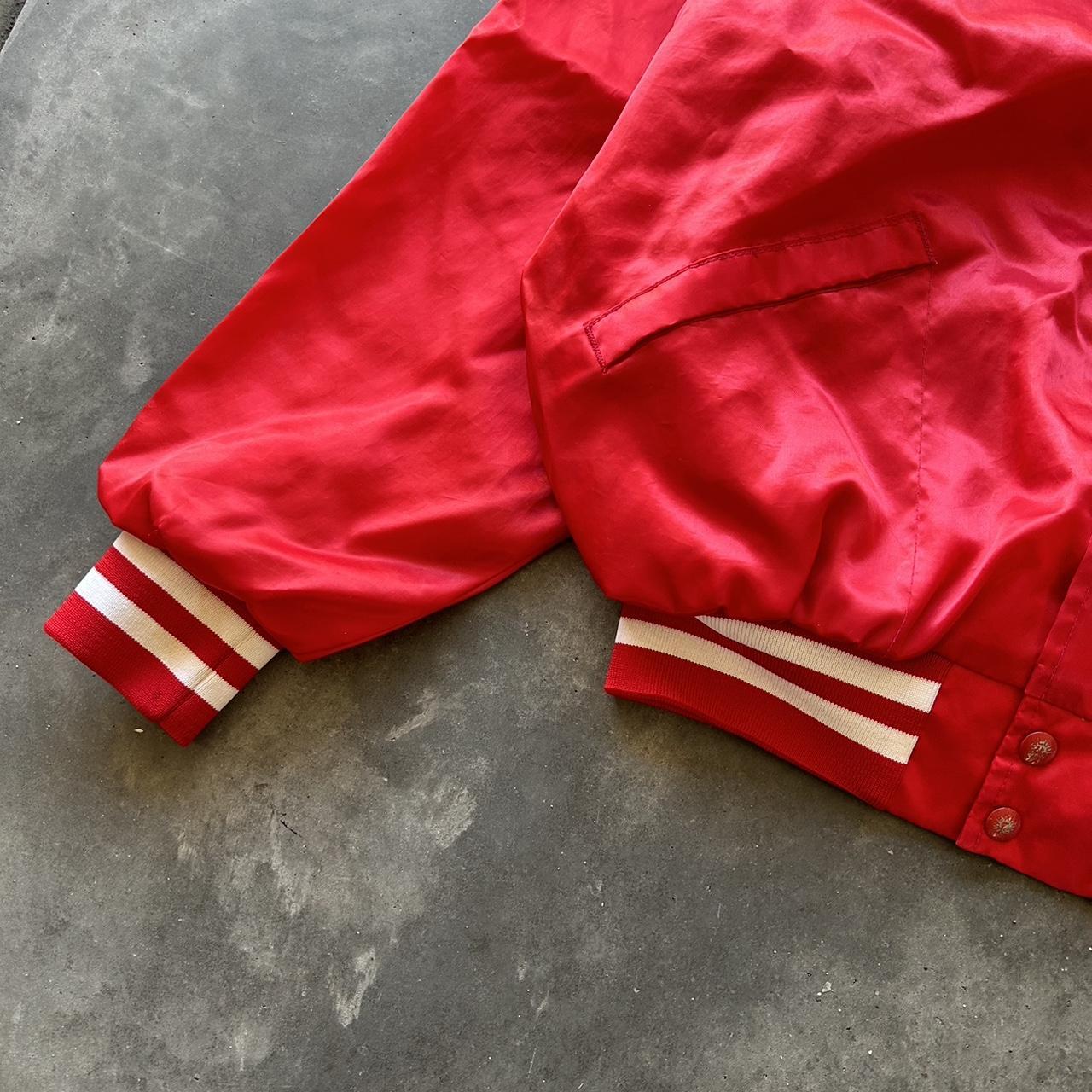 1970s Red Satin Embodied Jacket • nice button down... - Depop