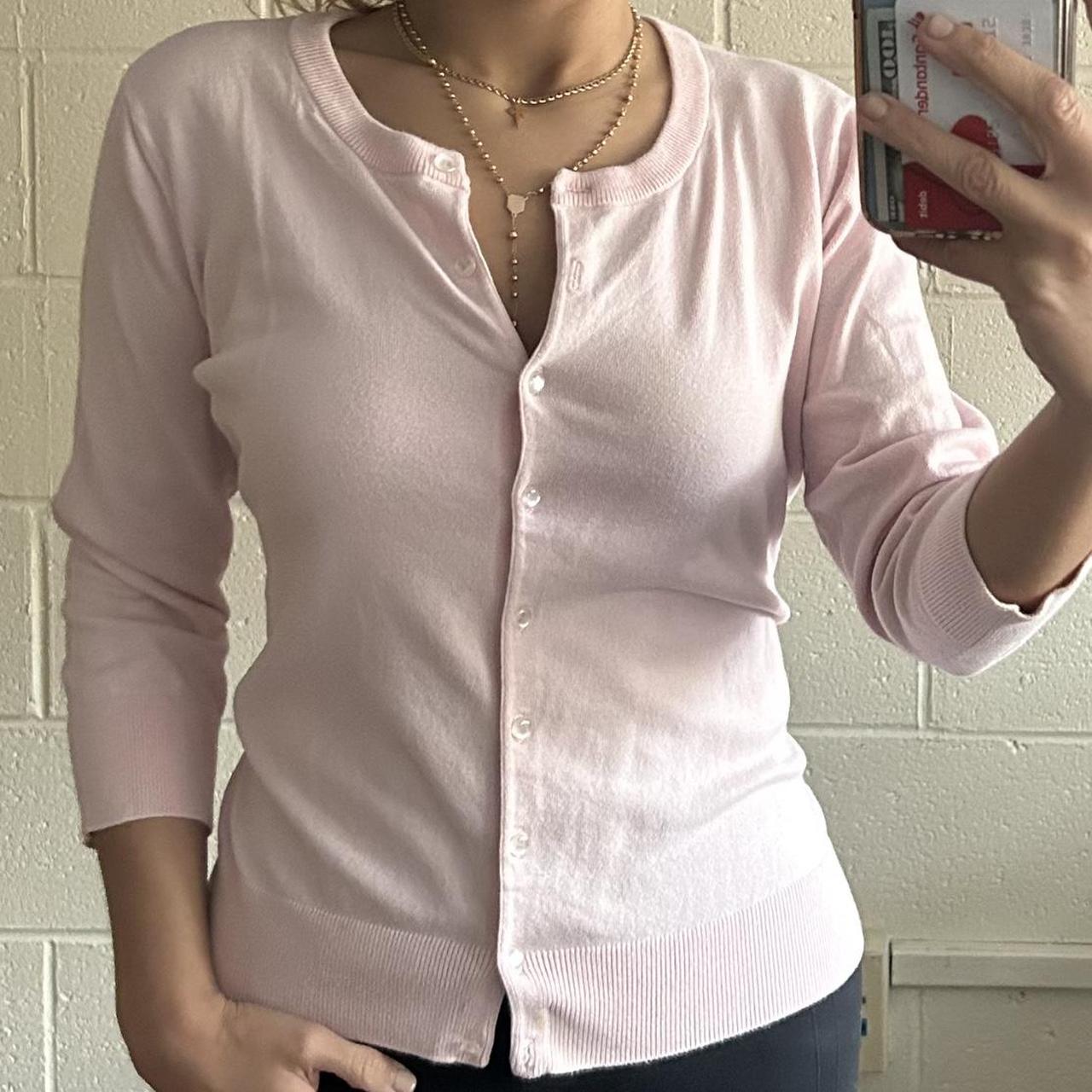Pastel Pink Cardigan Supper cute and Flattering... - Depop