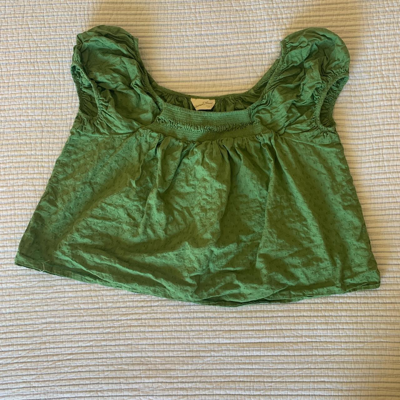 Universal thread cropped green summer top size large... - Depop