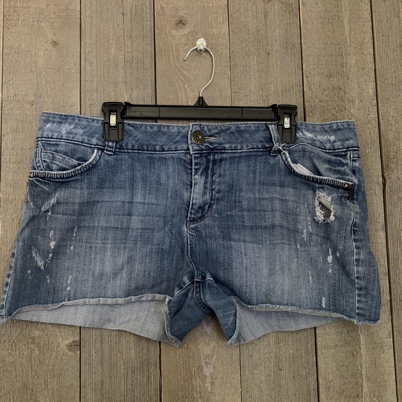 Elle frayed shorts with studded pockets #shorts #y2k... - Depop