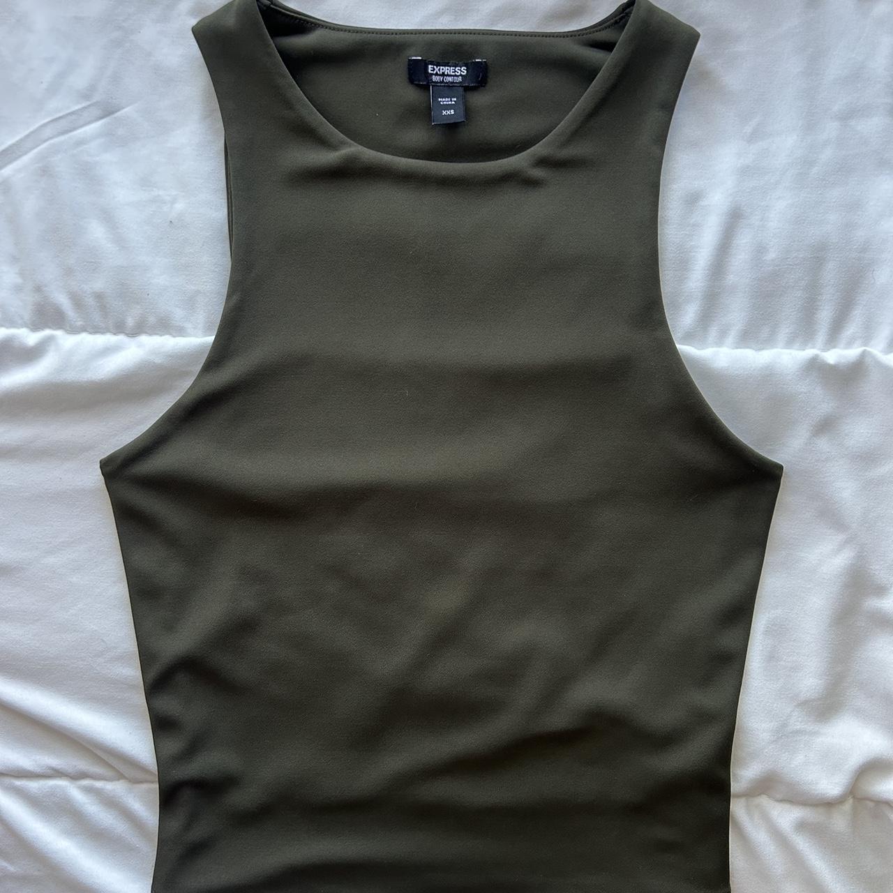 Express dark army green body contour tank vv... - Depop