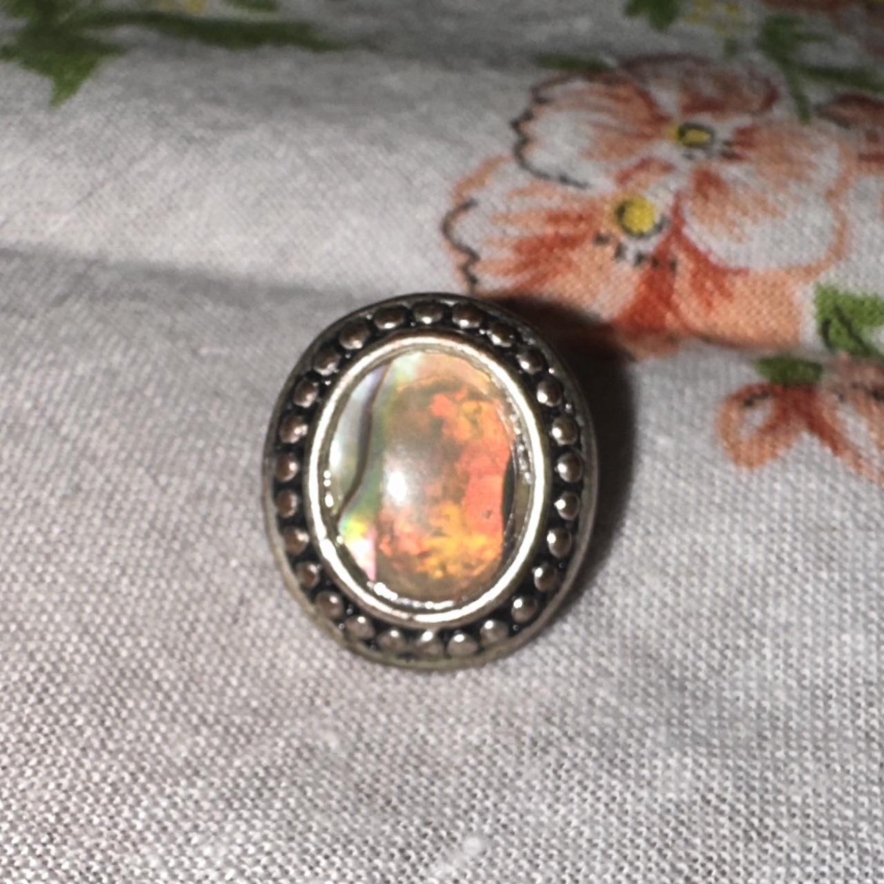 SINGULAR EARRING beautiful silver oval stud with a... - Depop