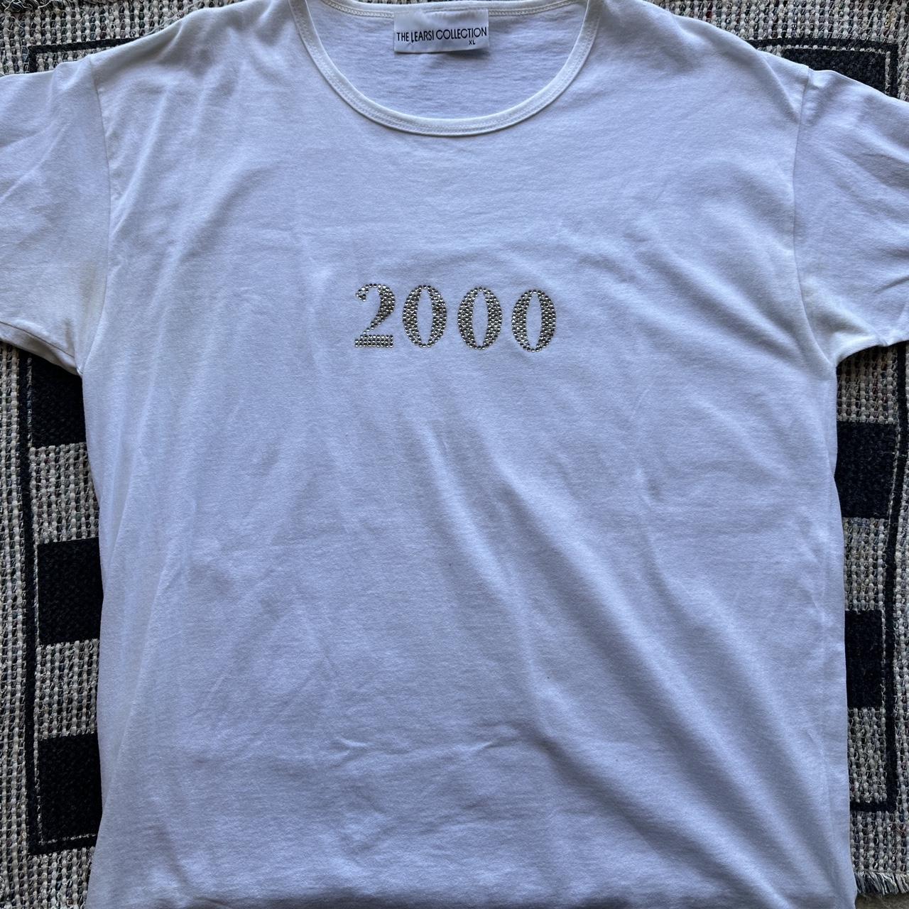 white rhinestone 2000 tee. made by The Learsi... | Depop