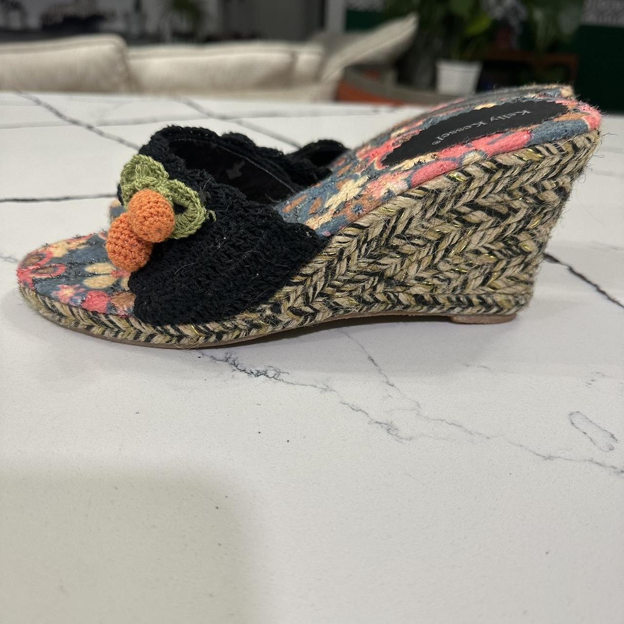 KELLY KESSEL vintage Boho-Chic wedges with crochet... | Depop