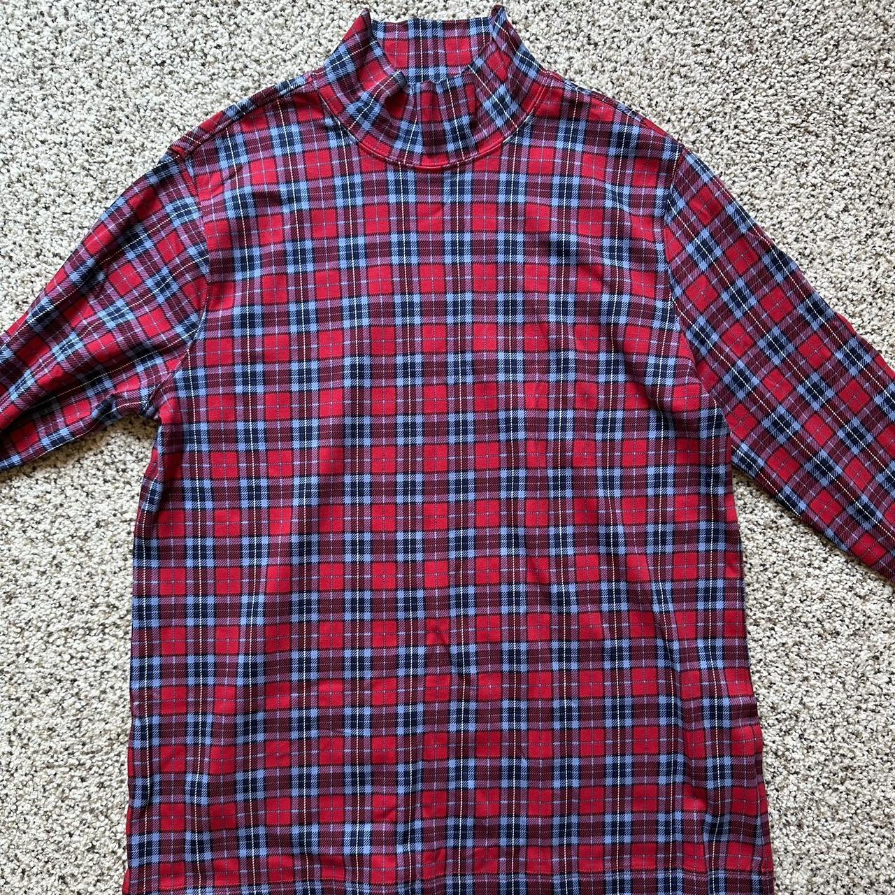 Plaid turtleneck, more of a mock neck Lands End... - Depop