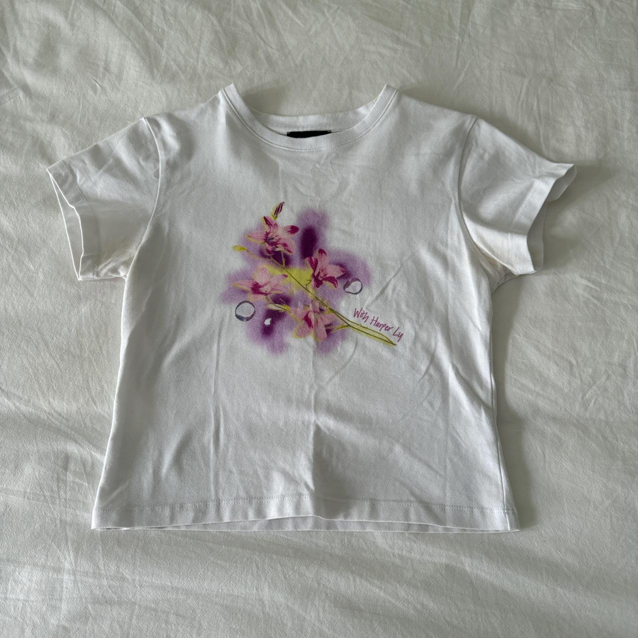 ON HOLD with harper lu white floral baby tee ... - Depop