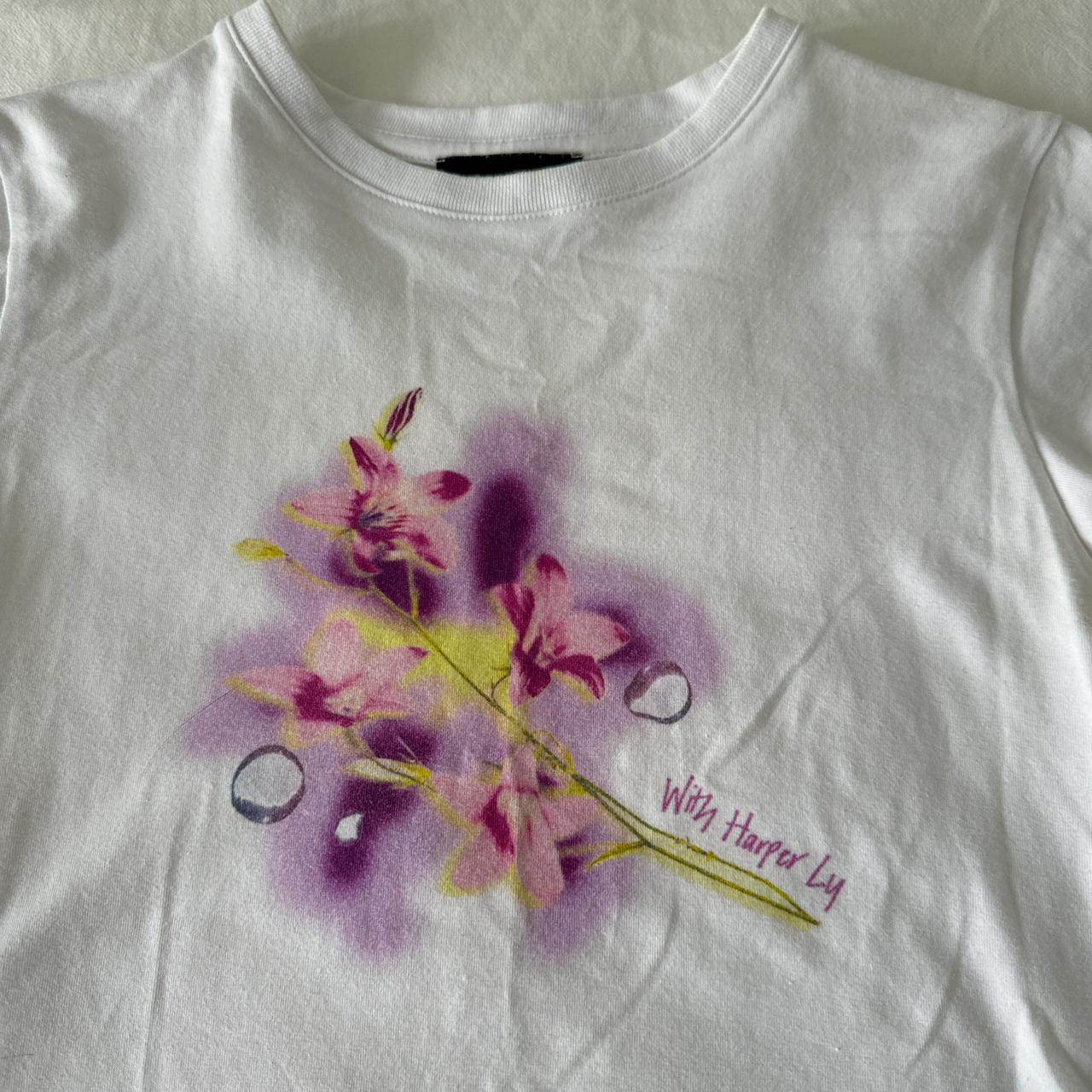 ON HOLD with harper lu white floral baby tee ... - Depop