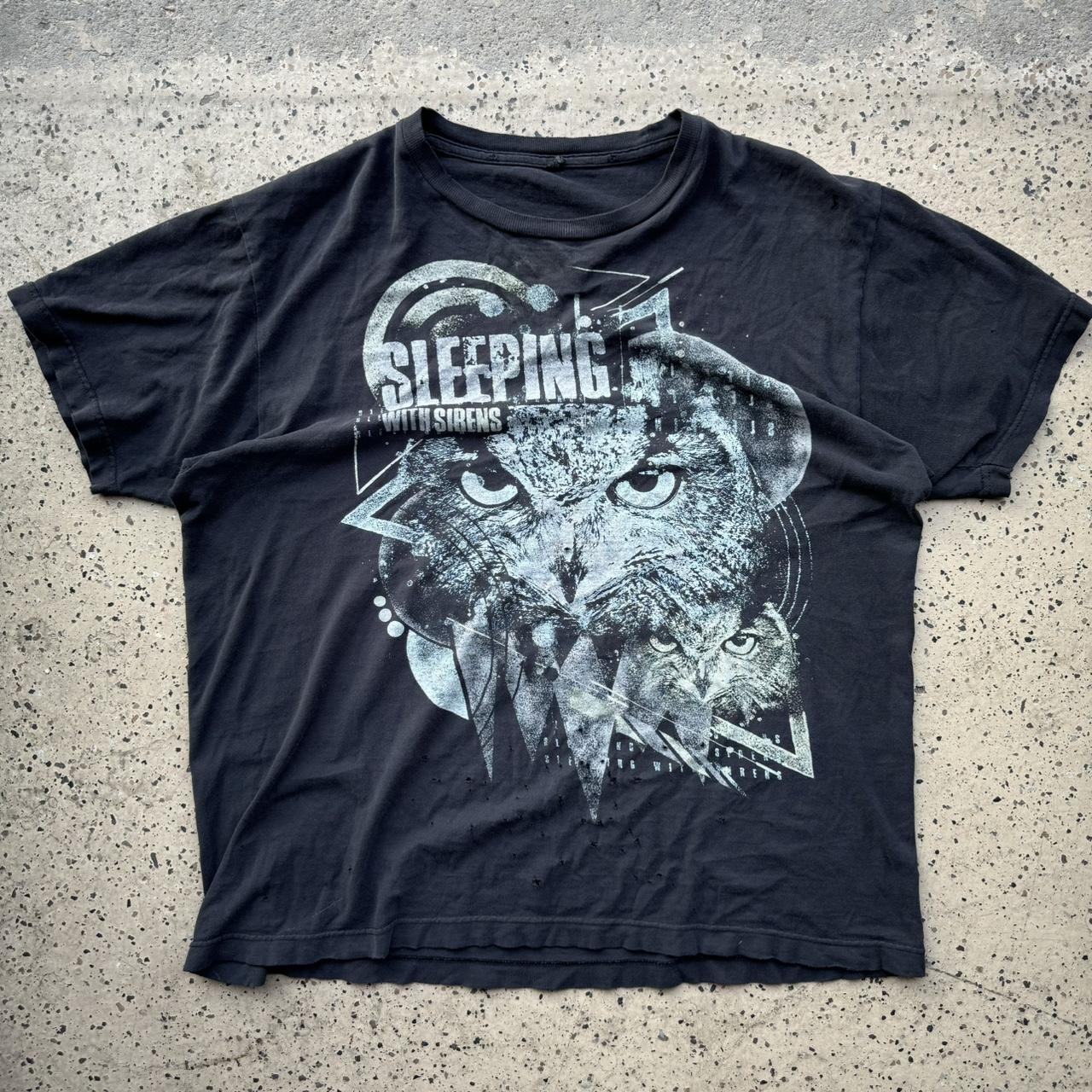 Y2K 00s Sleeping with Sirens Owl Tee size:... - Depop