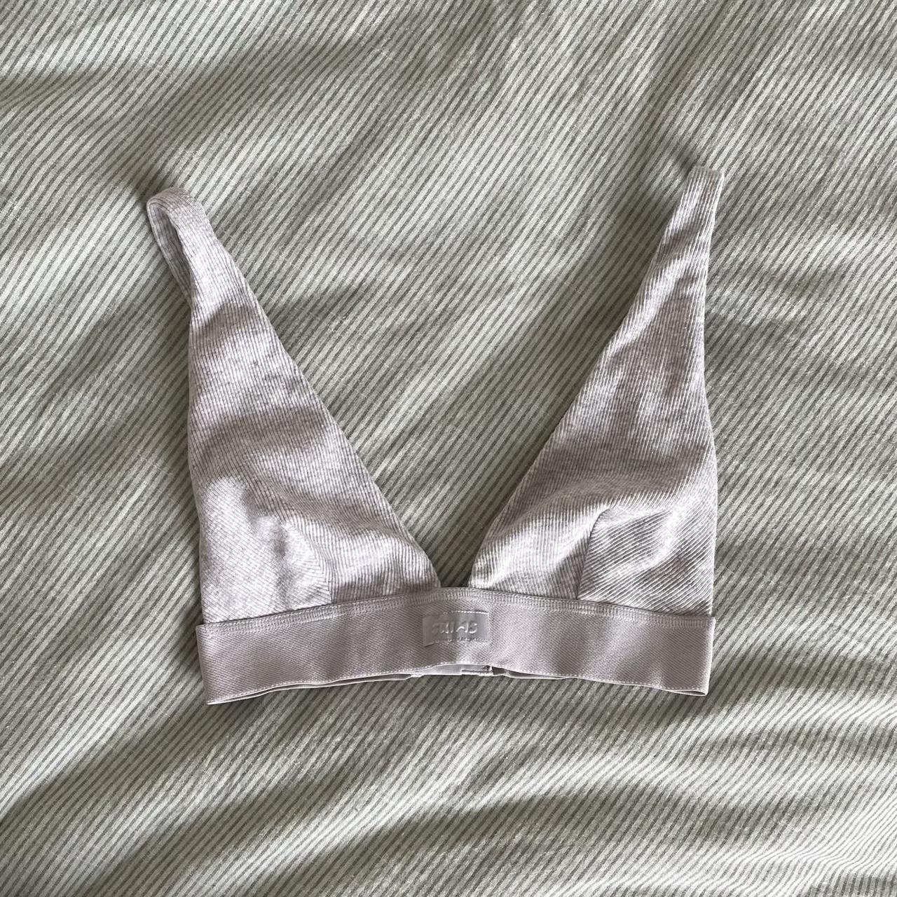 Skims Women's Grey and Silver Bra | Depop