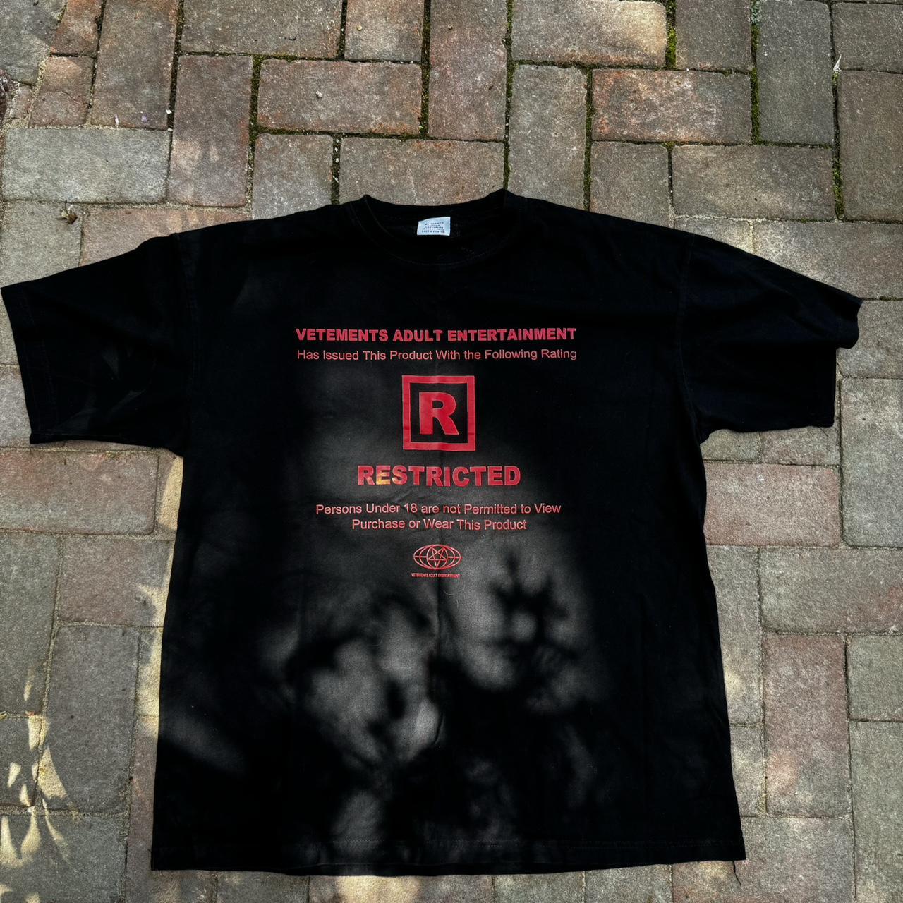 Vetements R rated Adult Entertainment Black Shirt... - Depop