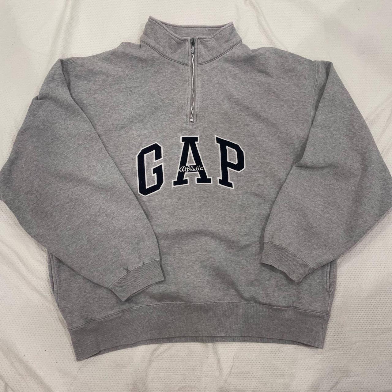 GAP Gray Oversized Quarterzip (XL) . This... - Depop