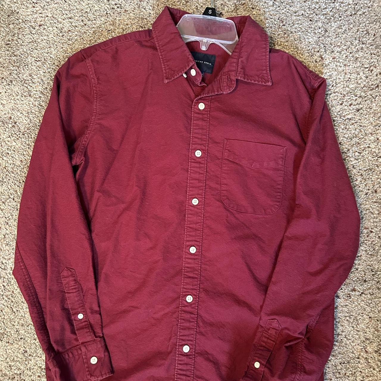 Maroon Button Up Cotton American... - Depop