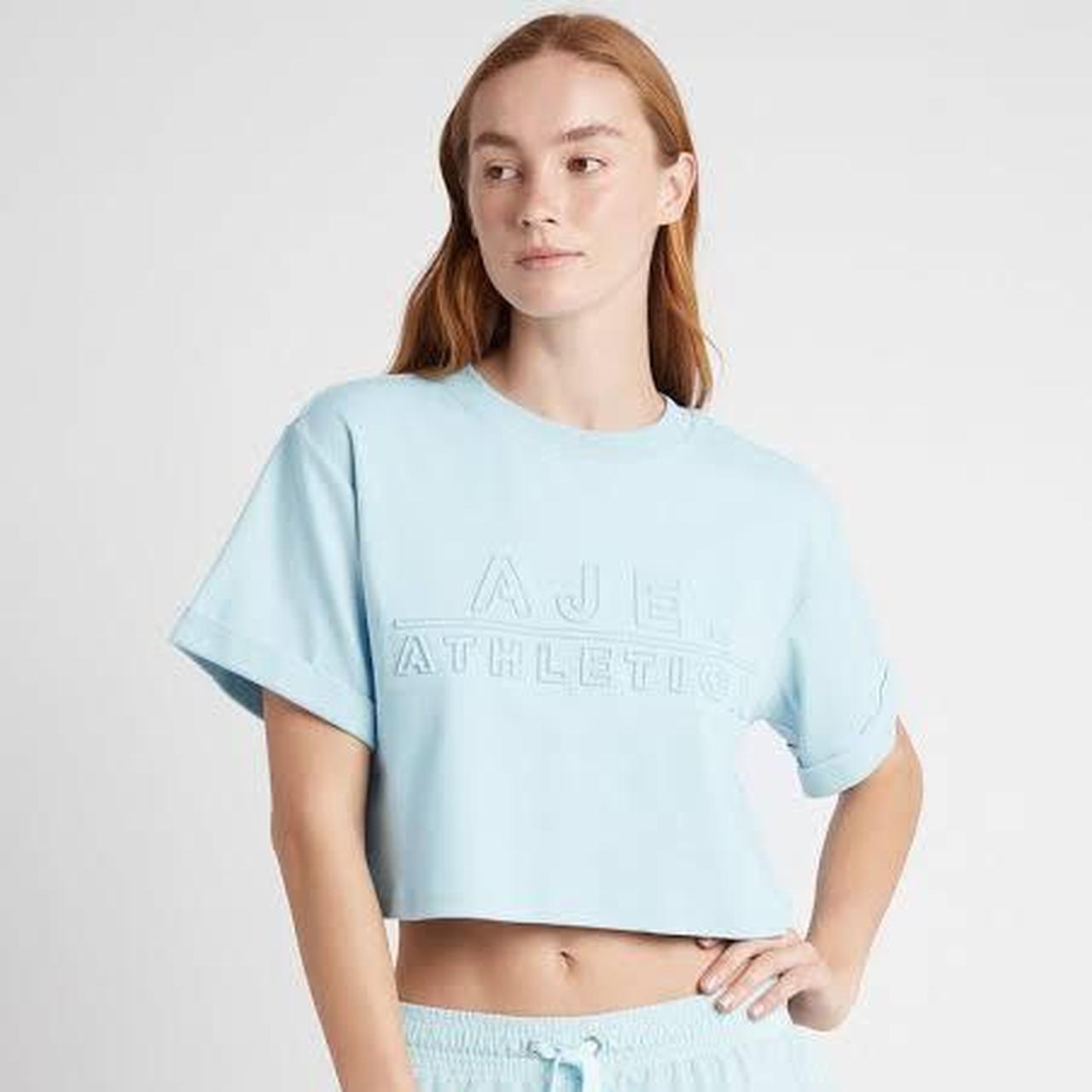 AJE Cropped Embossed Classic Logo T-Shirt Worn a few... - Depop