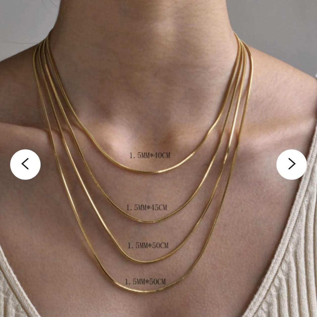 Snake chain necklace, 40 cm long. Sits on top of... - Depop