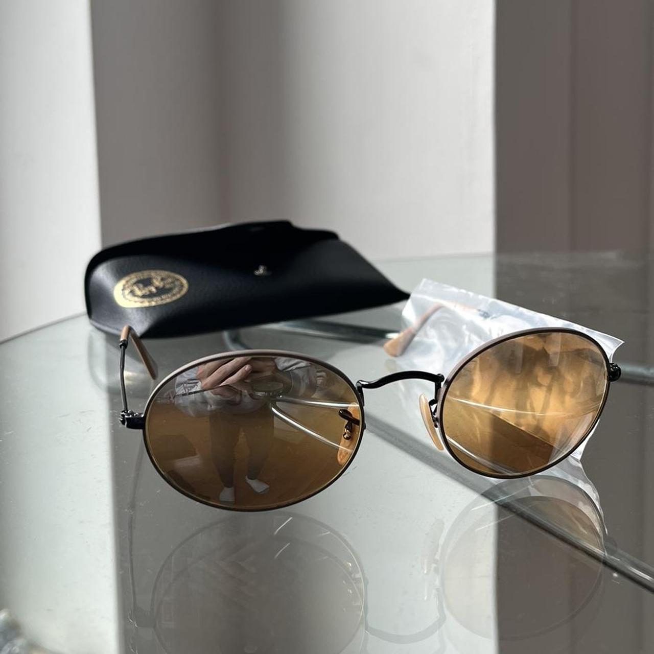 Ray-Ban Women's Brown and Tan Sunglasses | Depop