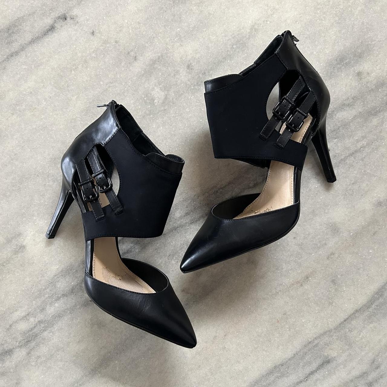 Gianni Bini black leather stiletto high heels size... - Depop