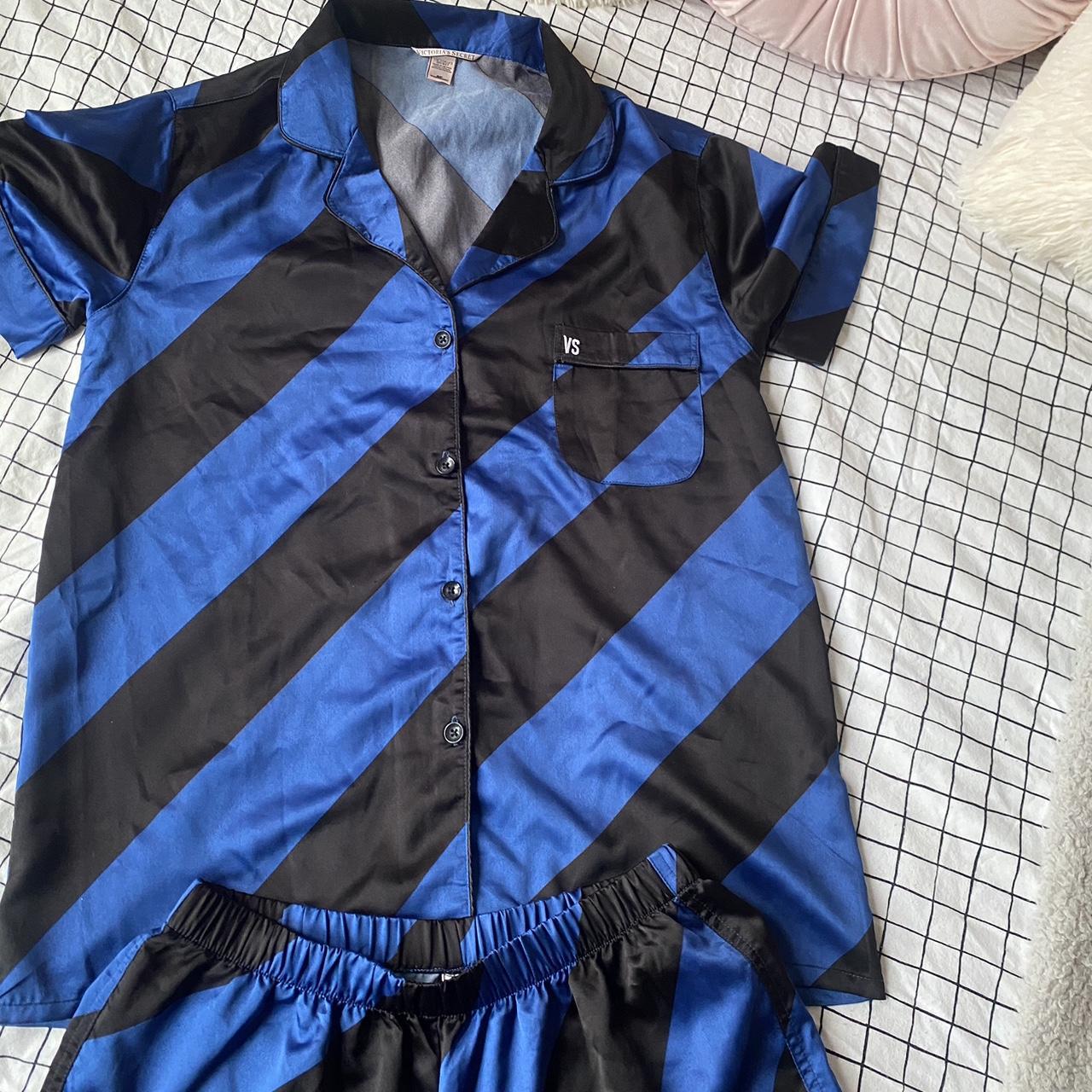 Victoria's Secret Women's Blue and Black Pajamas | Depop