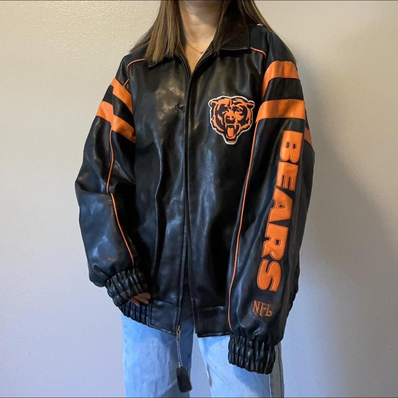 Vintage Chicago Bears Leather Jacket Mens large.... - Depop