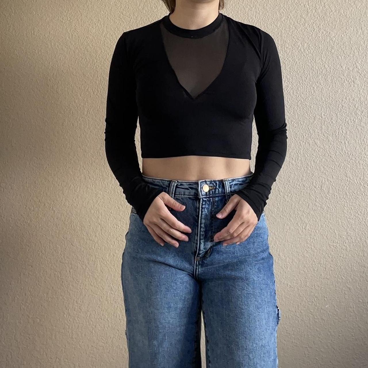 Black Sheer Top Womens XS but stretchy enough to... - Depop