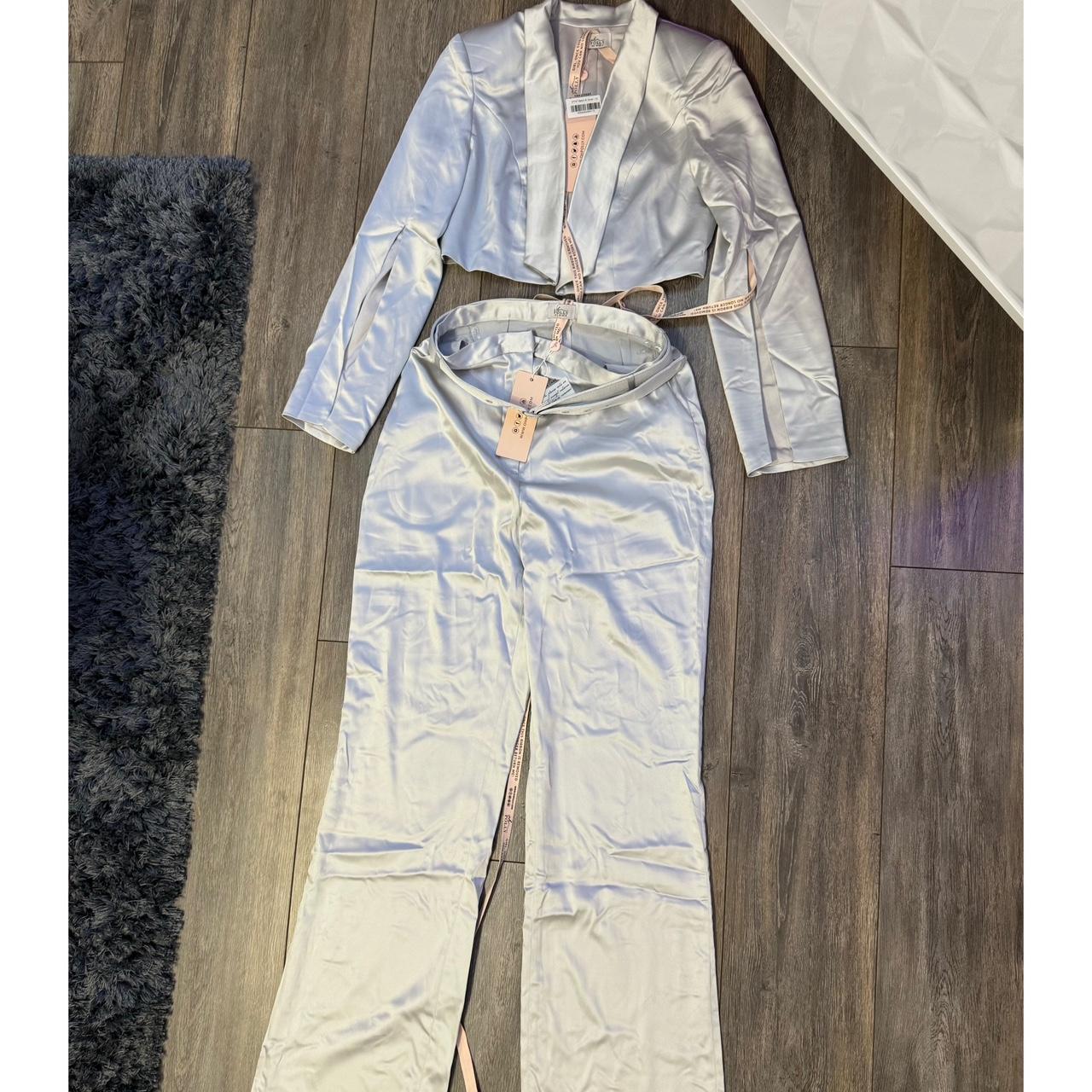 Beautiful Oh Polly A Lister Silver Cropped Blazer... - Depop