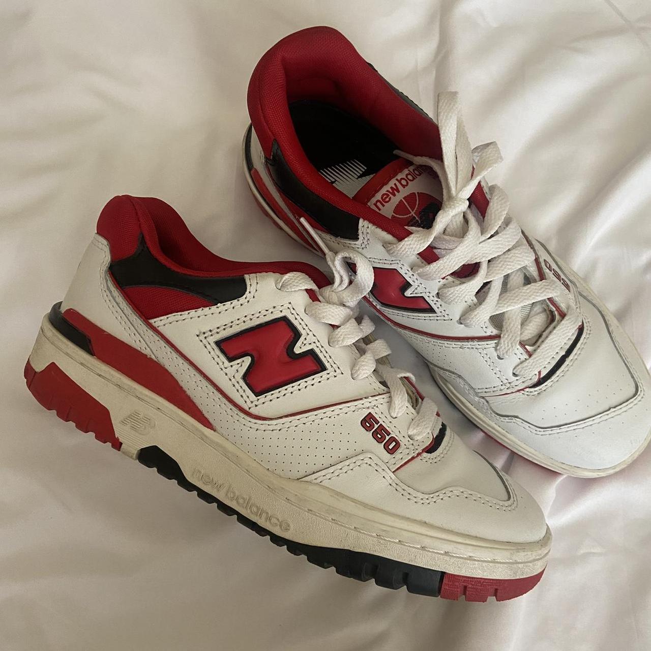 NEW BALANCE 550 red/black size 5Y/6.5W still in... - Depop