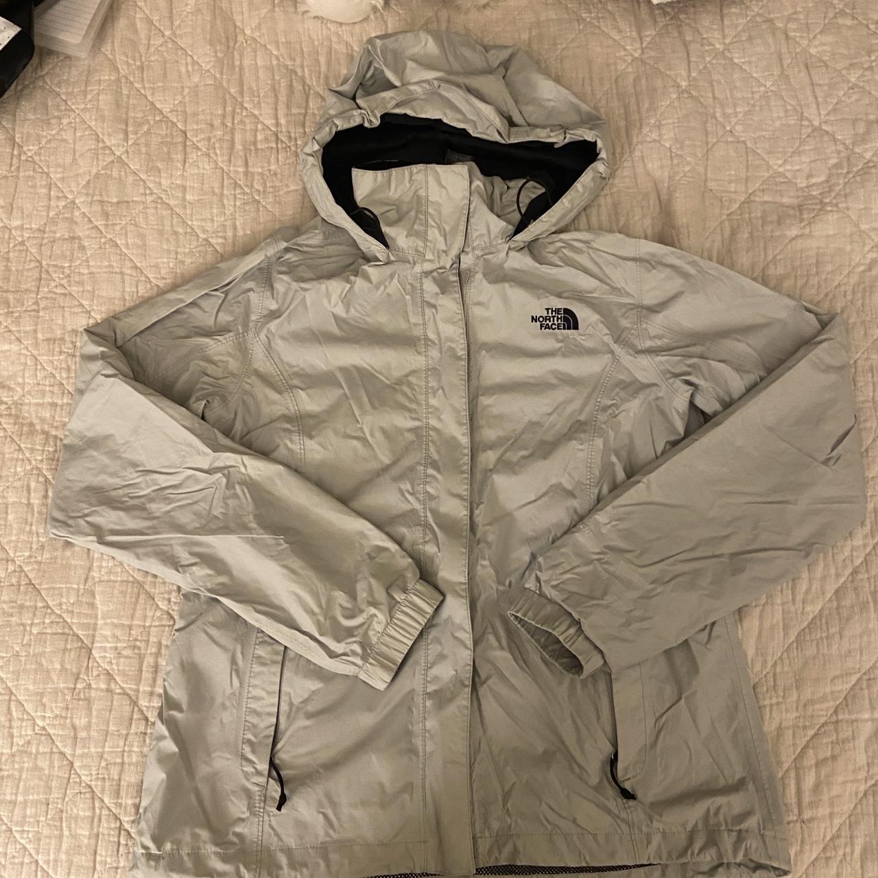 the north face grey rain jacket waterproof xs-s - Depop