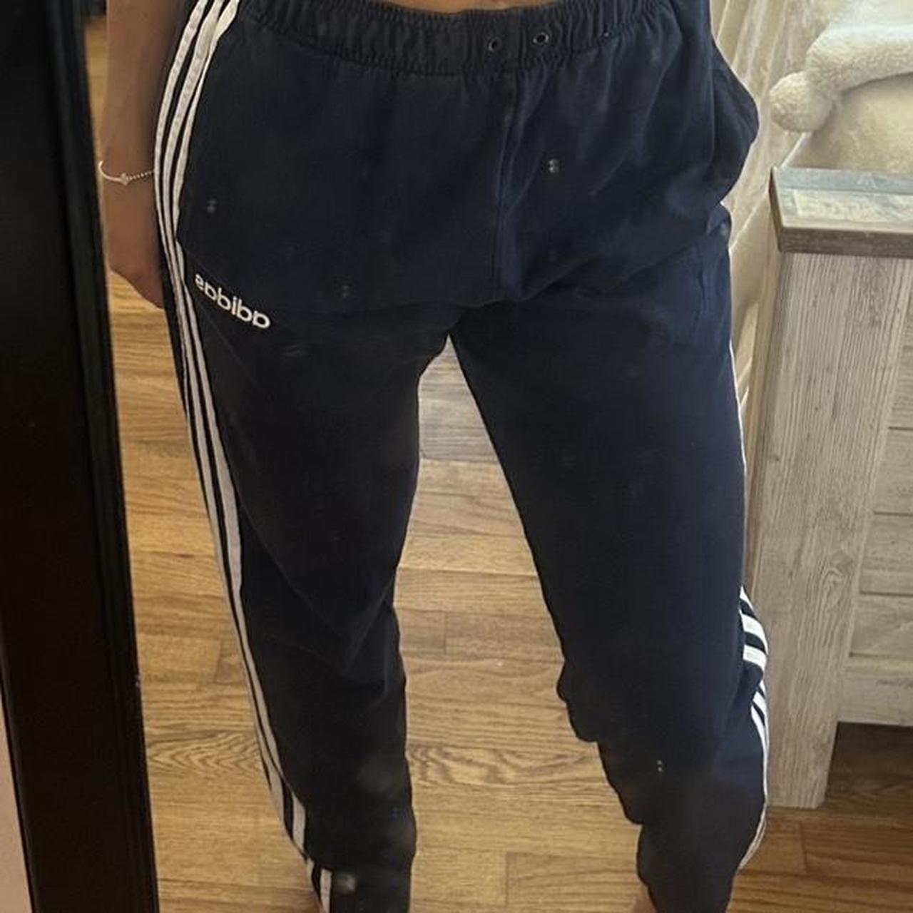Navy and white Adidas joggers - great for casual... | Depop