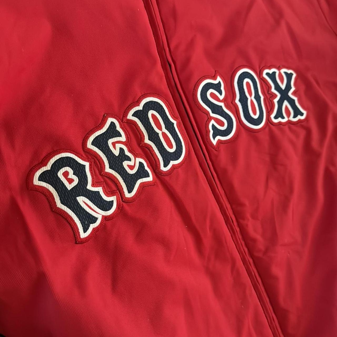 Stylish Red Sox jacket. Bright red color. Super warm... - Depop