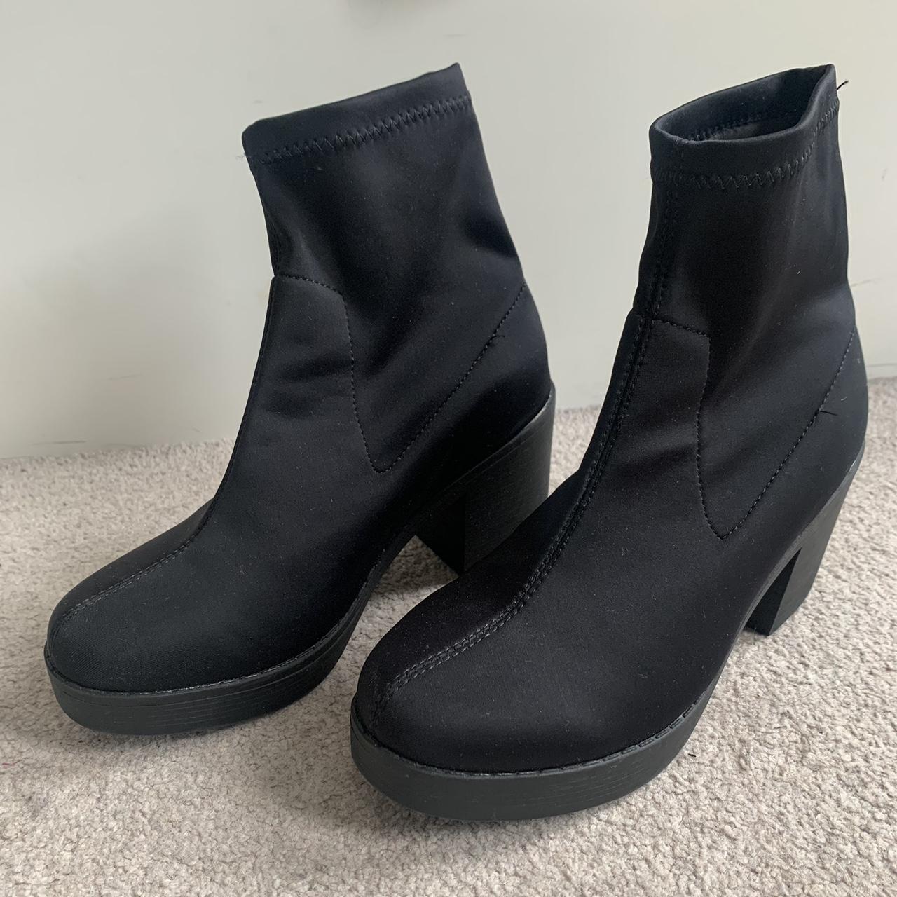 pretty little thing black platform sock boots uk... - Depop