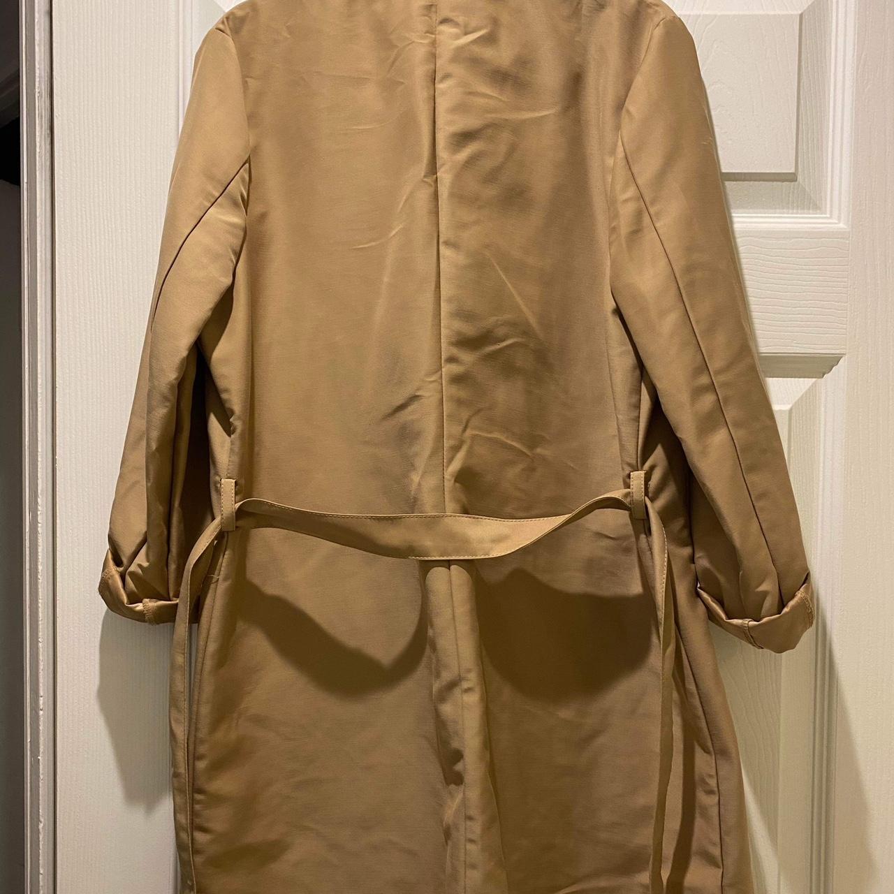 new look trench coat long with belt drawstring... - Depop