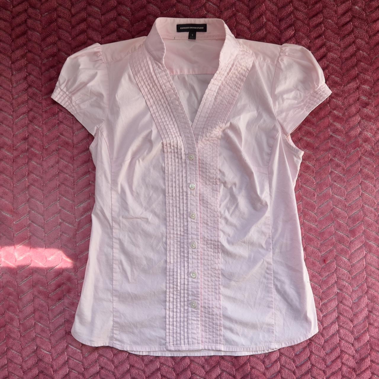 EXPRESS light pink button-up blouse 💌 - slightly... - Depop
