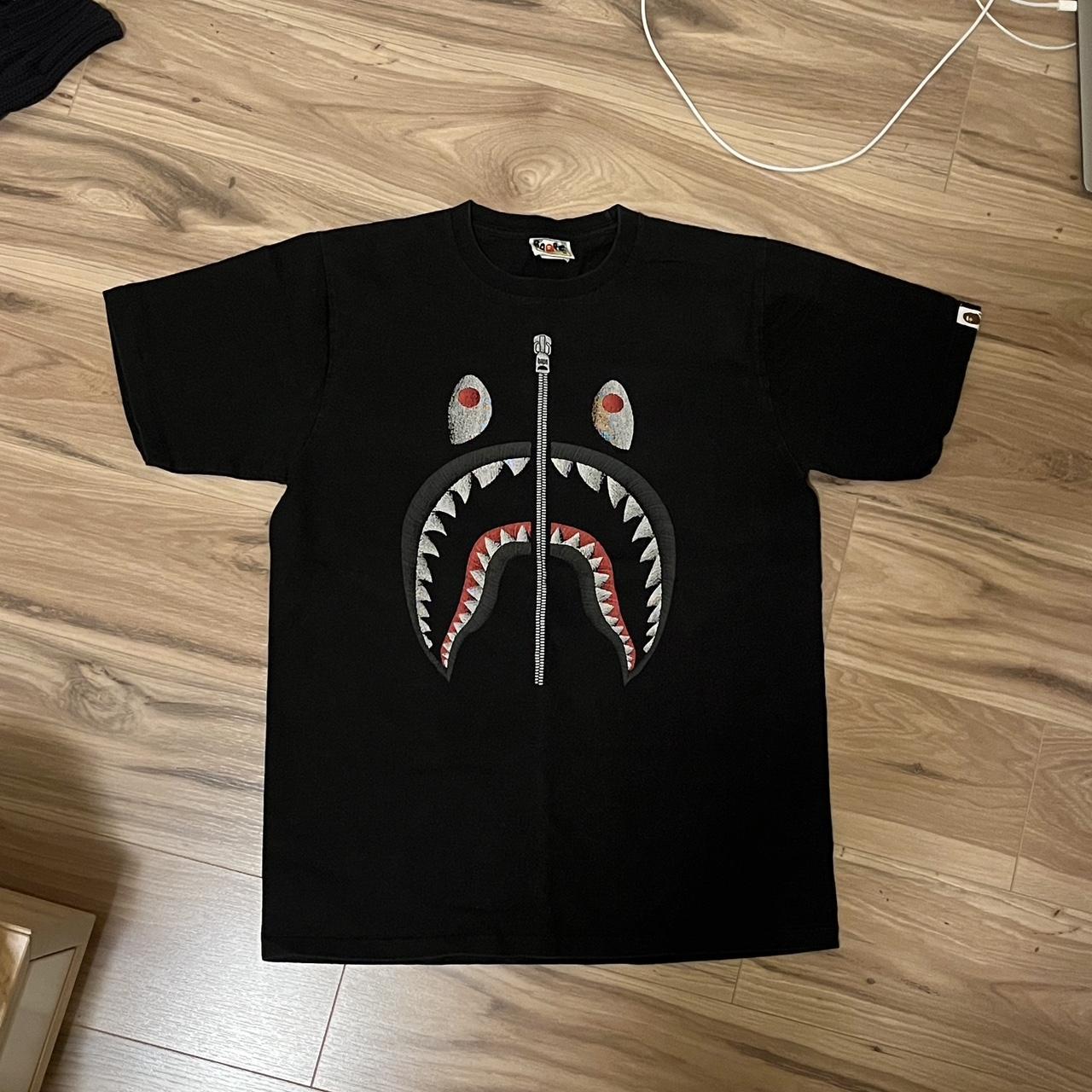 Rare Vintage Bape T shirt - shark face shirt Medium - Depop