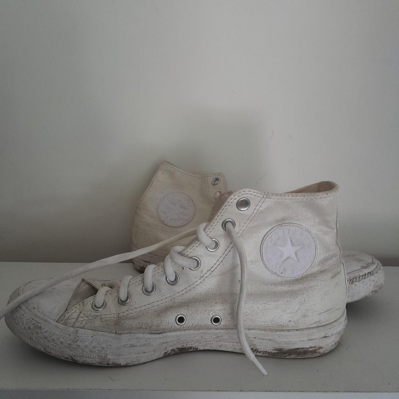 Converse cream hi top sneakers Size 11 Good... - Depop