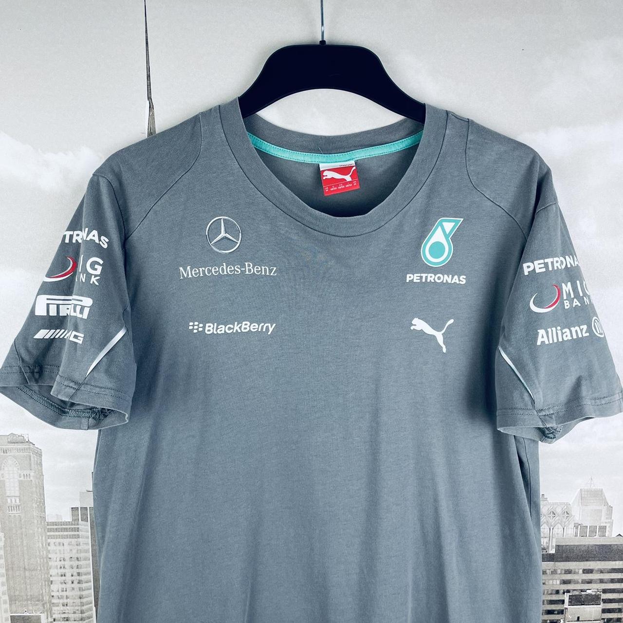 Mercedes Puma Formula 1 F1 racing team t-shirt 9/10... - Depop