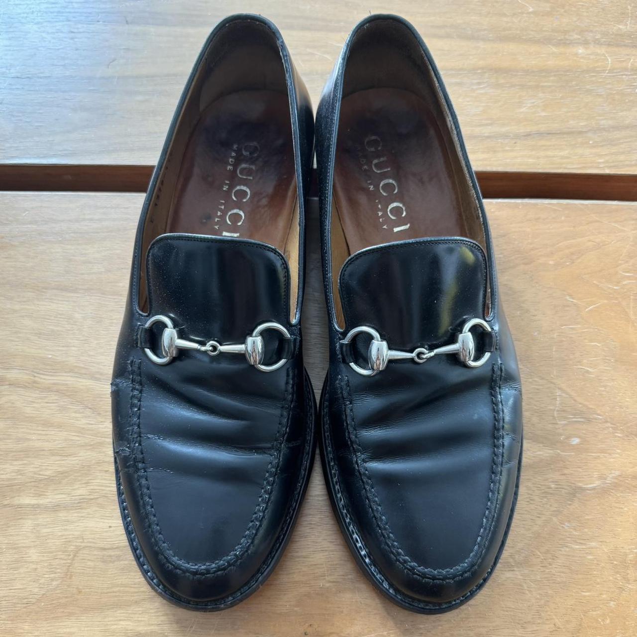 Gucci horsebit loafers, size 8uk. Slight cracking on... - Depop