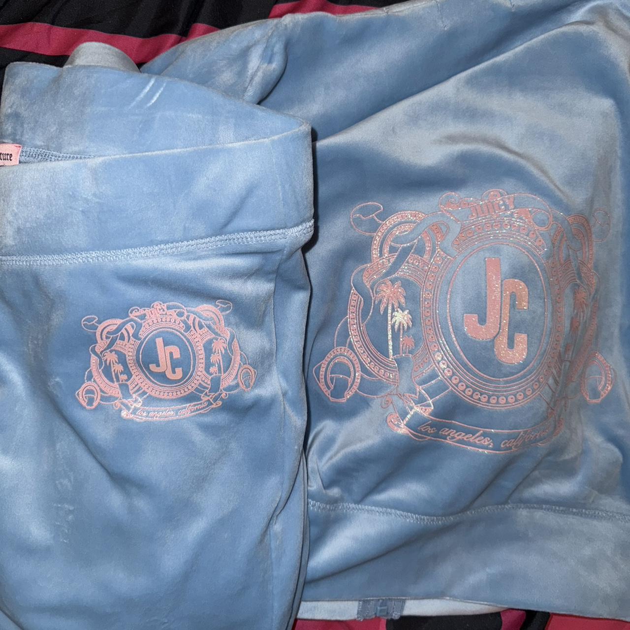 Juicy Couture blue velour tracksuit RARE with palm... | Depop